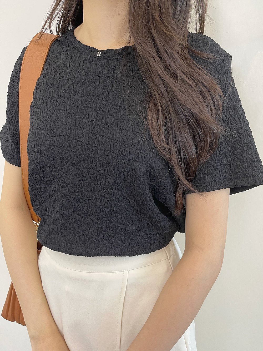 H皺皺彈力Tee - 文青女裝